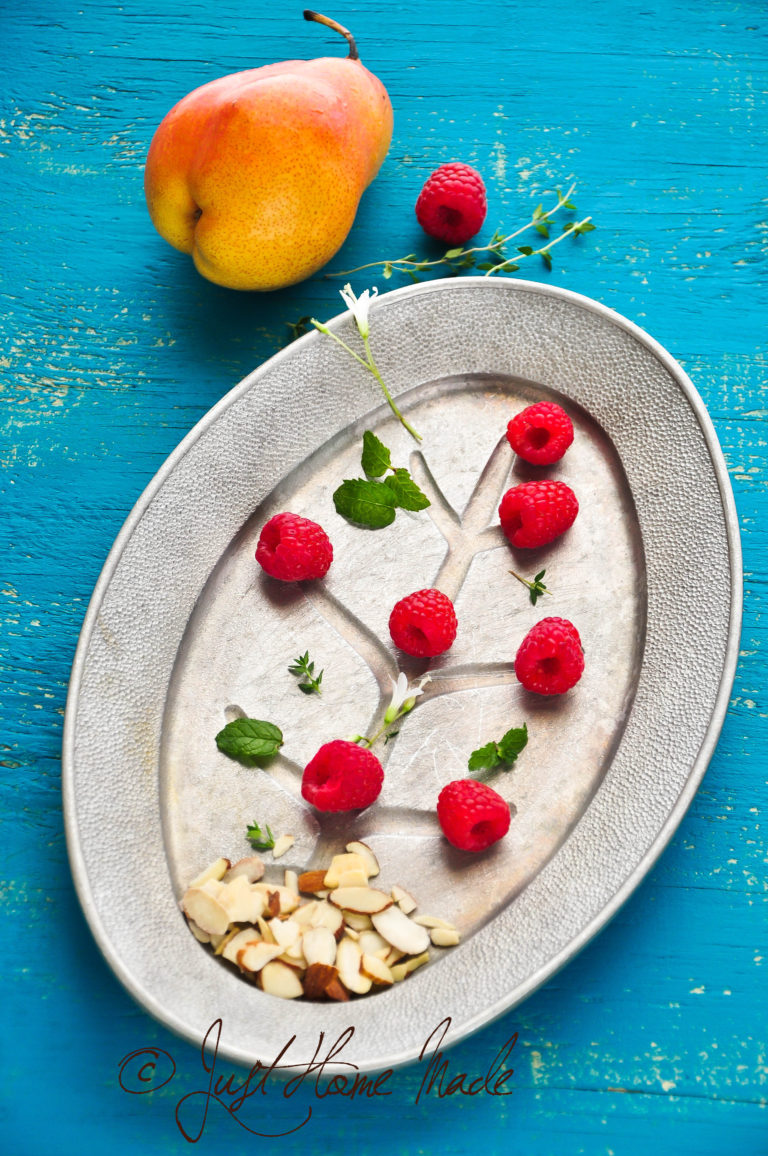 Raspberry Pear Tart with Hazelnut Crust - Just Homemade