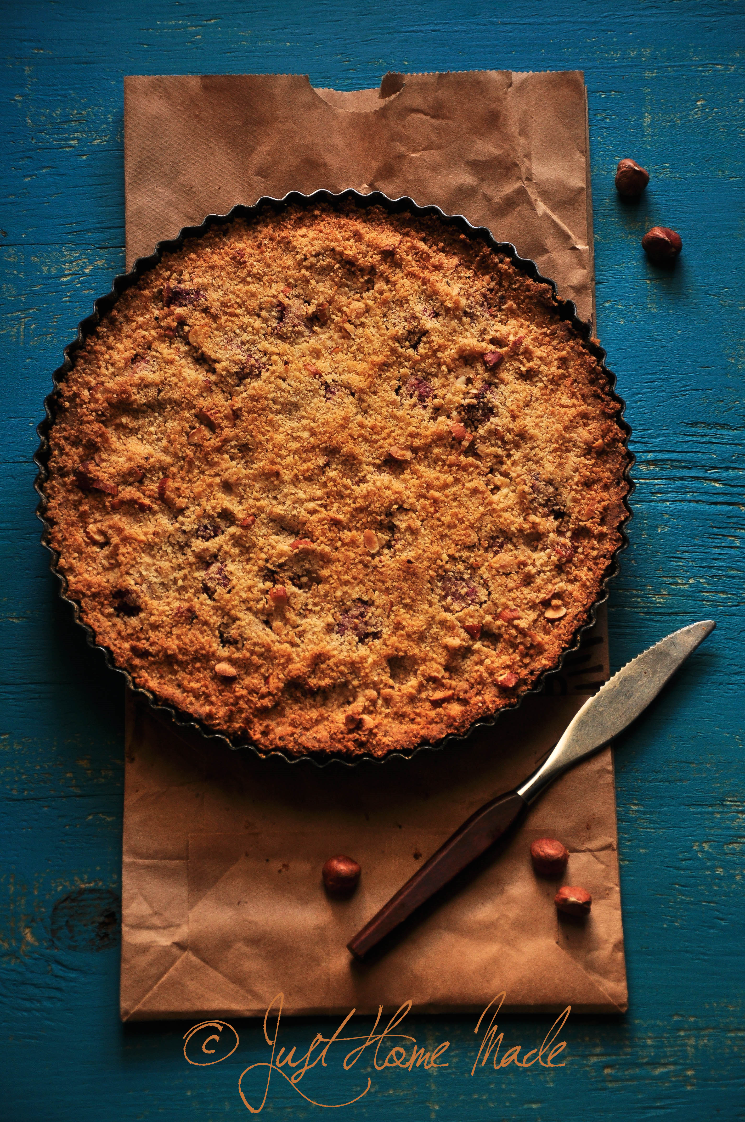Raspberry Pear Tart with Hazelnut Crust - Just Homemade