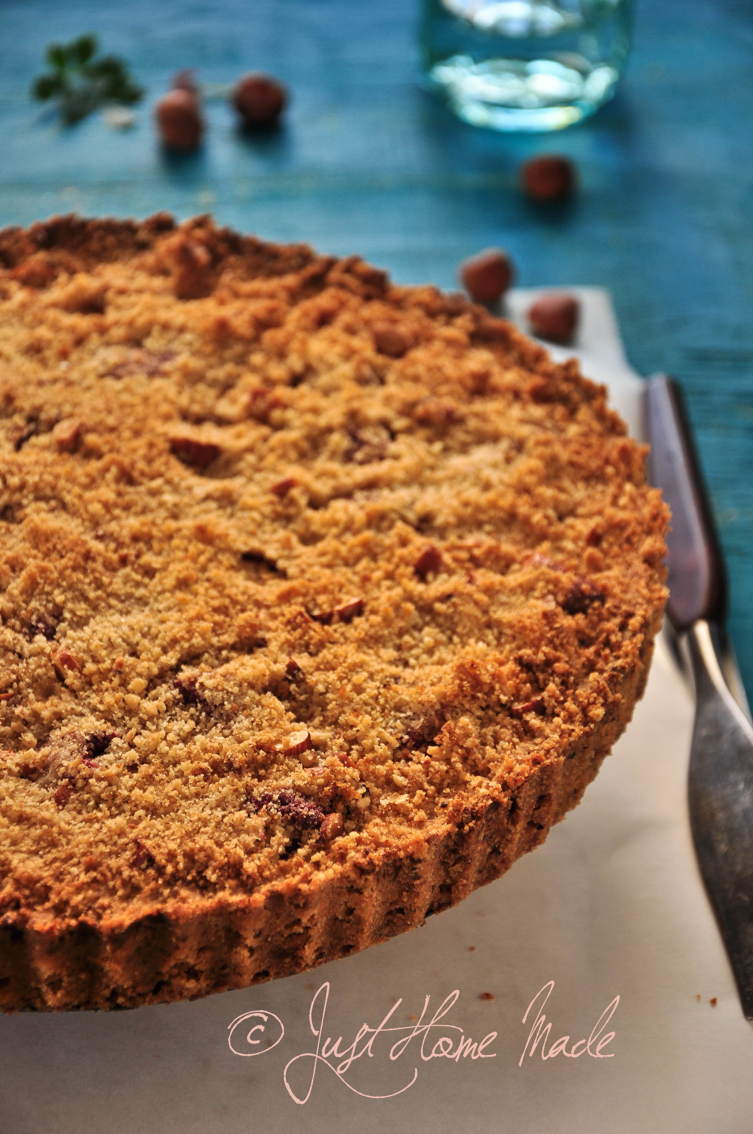 Raspberry Pear Tart with Hazelnut Crust - Just Homemade