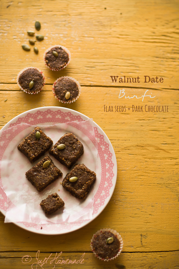 Akhrot Khajoor Burfi | Walnut Date Burfi - Just Homemade